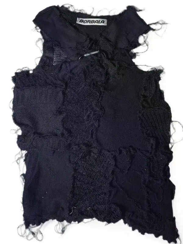 BORBALA Frayed Patchwork Top