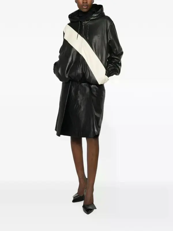 WALES BONNER Leather Hooded Jacket