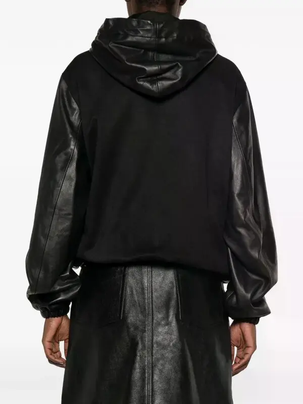 WALES BONNER Leather Hooded Jacket
