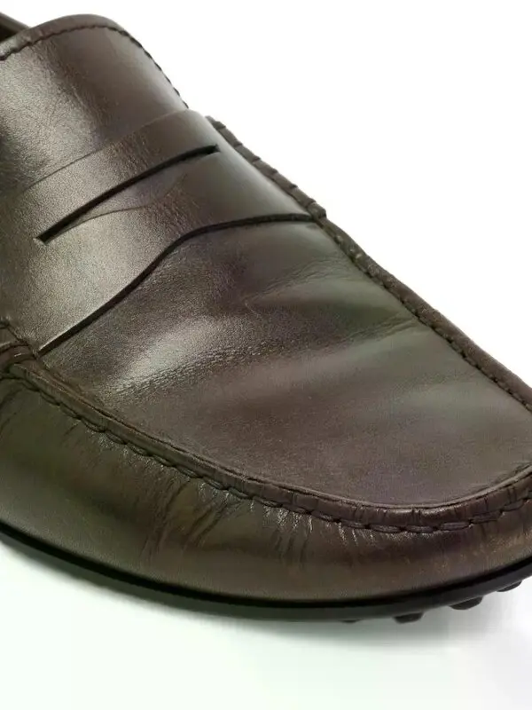 TOD'S Leather Gommino Penny Loafers - Brown
