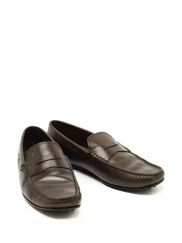 TOD'S Leather Gommino Penny Loafers - Brown