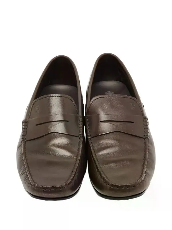 TOD'S Leather Gommino Penny Loafers - Brown