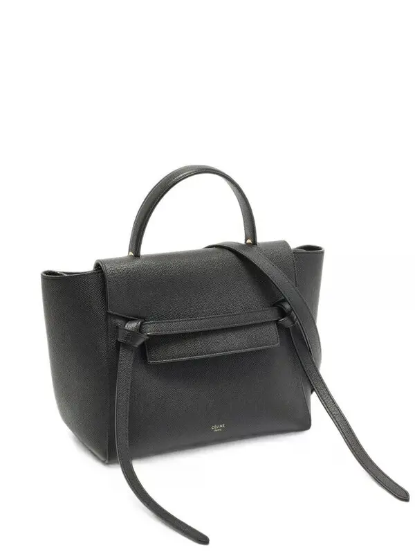 Celine Micro Belt Leather Tote Bag - Black