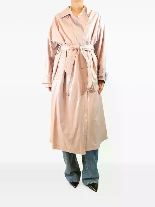 STAND STUDIO Belted Trench Coat With Glossy Finish