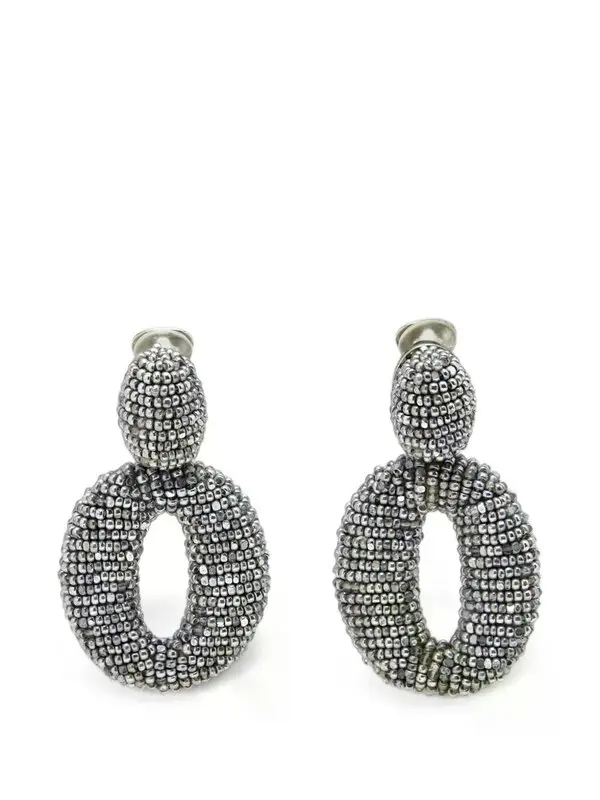 Oscar De La Renta Beaded Hoop Earrings - Grey