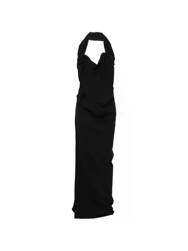 Magda Butrym Rosette Detail Draped Maxi Dress - Black
