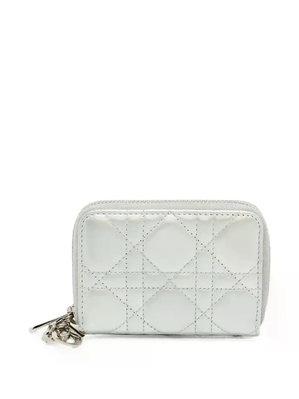 Dior 2023 Lady Voyageur Cannage Wallet - Silver
