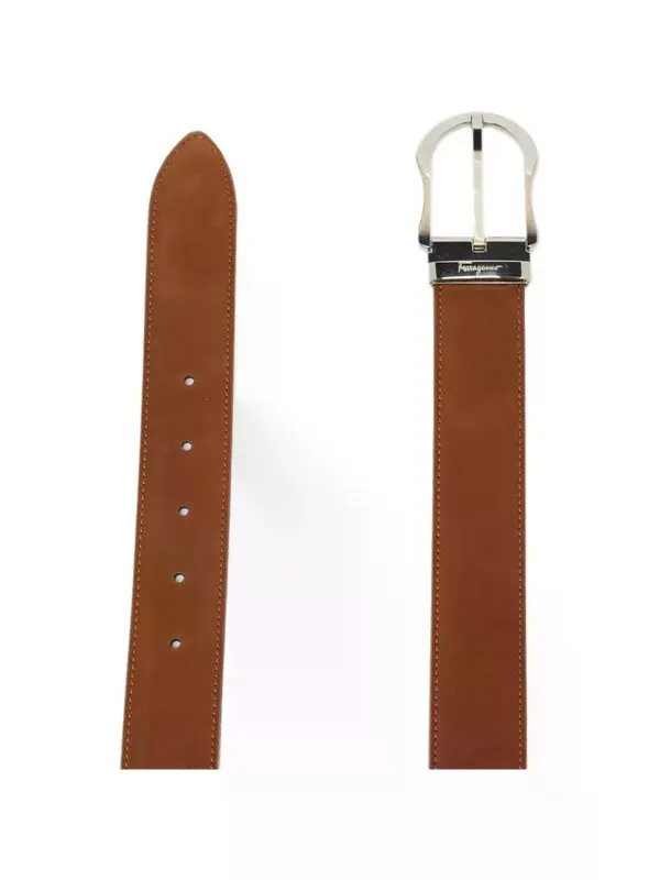FERRAGAMO Buckle Leather Belt - Brown