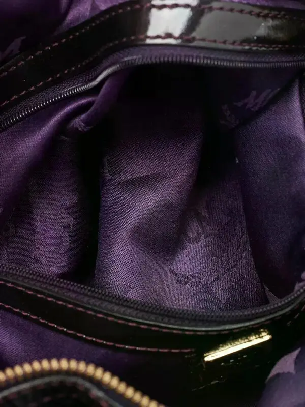 Mcm Studded Patent Leather Satchel Bag