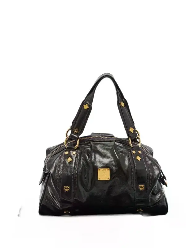 Mcm Studded Patent Leather Satchel Bag
