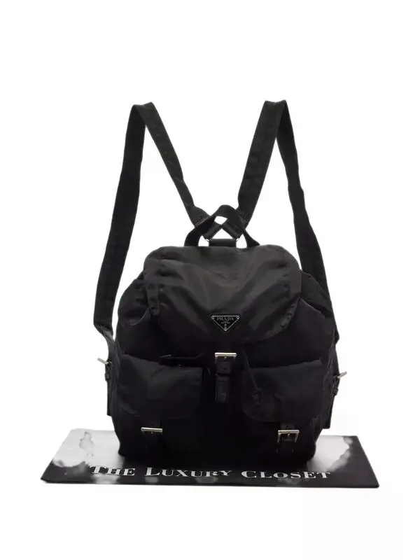 Prada Double Pocket Backpack - Black