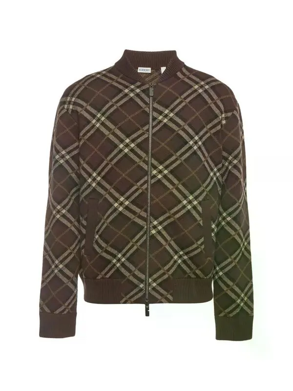 Burberry Check Knit Bomber Jacket