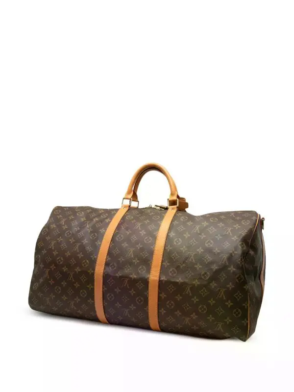 LOUIS VUITTON Monogram Keepall Bandouliere 60 Travel Bag - Brown
