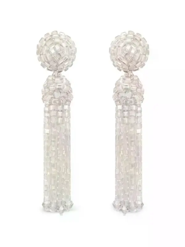 Oscar De La Renta Beaded Tassel Clip-on Earrings