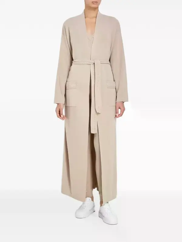 La Perla Belted Braided-trim Coat