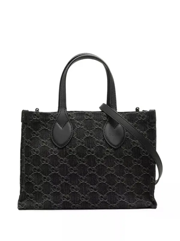 Gucci Gg Denim Ophidia Tote Satchel - Black