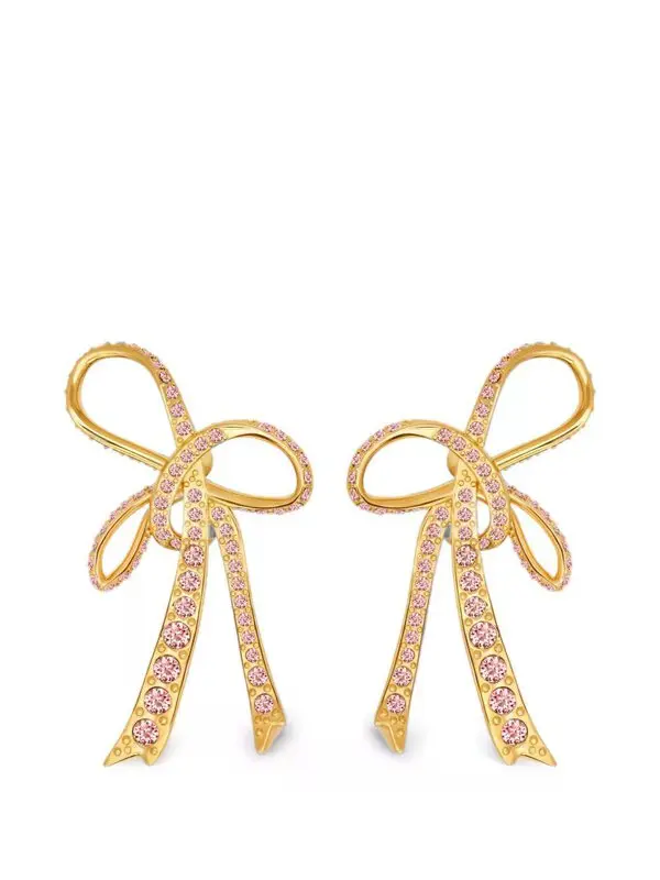 Oscar De La Renta Crystal-embellished Bow Earrings - Gold