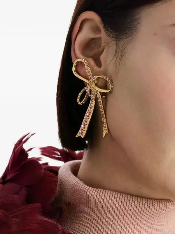 Oscar De La Renta Crystal-embellished Bow Earrings