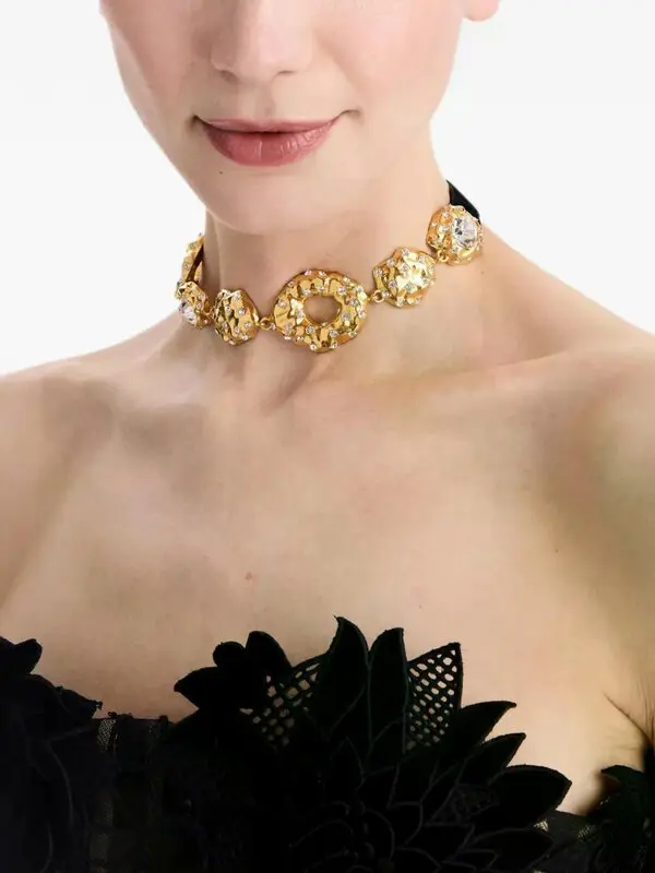 Oscar De La Renta Hammered Crystal-embellished Necklace