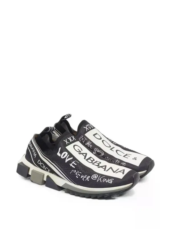 Dolce & Gabbana Sorrento Graffiti-print Sneakers - Black