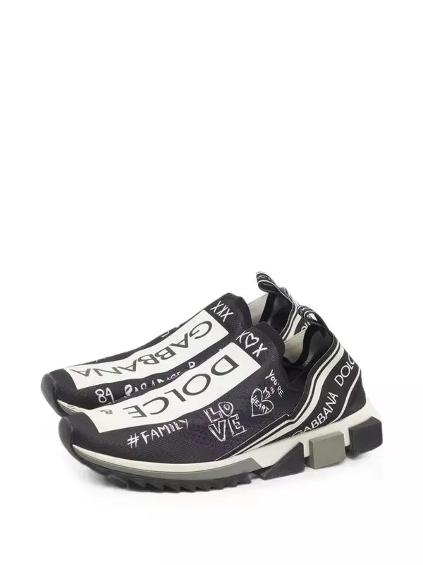 Dolce & Gabbana Sorrento Graffiti Print Slip-on Sneakers - Black