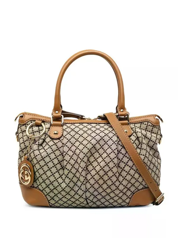 Gucci Diamante Canvas Sukey Satchel - Neutrals