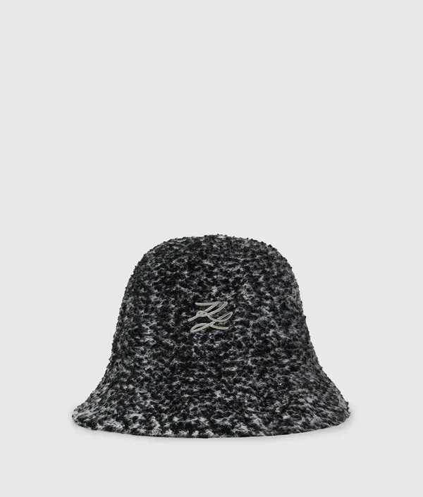 Karl Lagerfeld K/autograph Bouclé Bucket Hat - Black