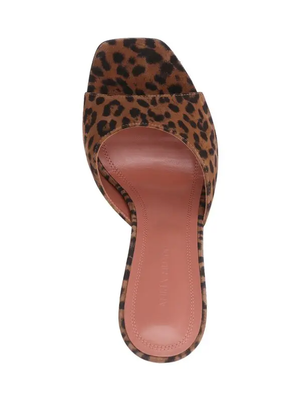 Amina Muaddi Lupita Leopard Print Calf Leather Sandals