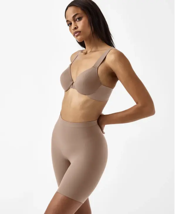 Spanx Spanxsculpt Seamless Power Mid-thigh Short - Brown
