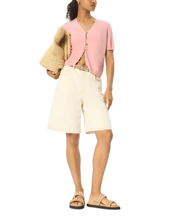 Whistles Short Sleeve Button Front Top