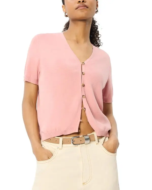 Whistles Short Sleeve Button Front Top