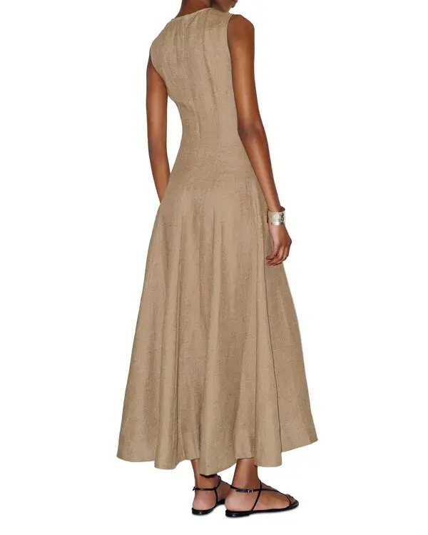 REFORMATION Cecilia Linen Dress - Dark Oatmeal