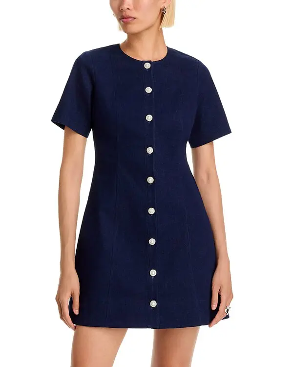 Aqua Denim Short Sleeve Mini Dress