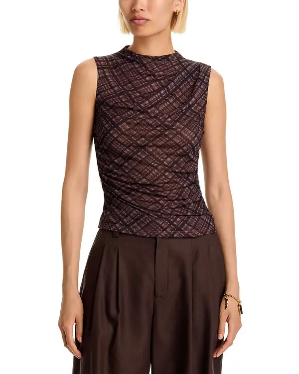 Aqua Plaid Mesh Sleeveless Top Exclusive