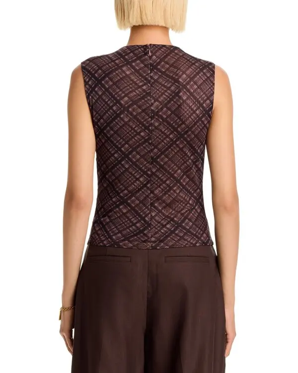 Aqua Plaid Mesh Sleeveless Top Exclusive