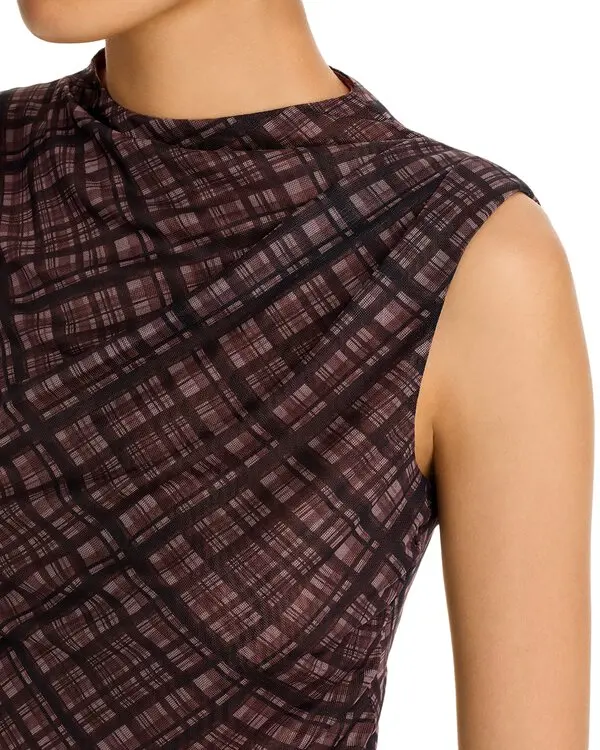 Aqua Plaid Mesh Sleeveless Top Exclusive
