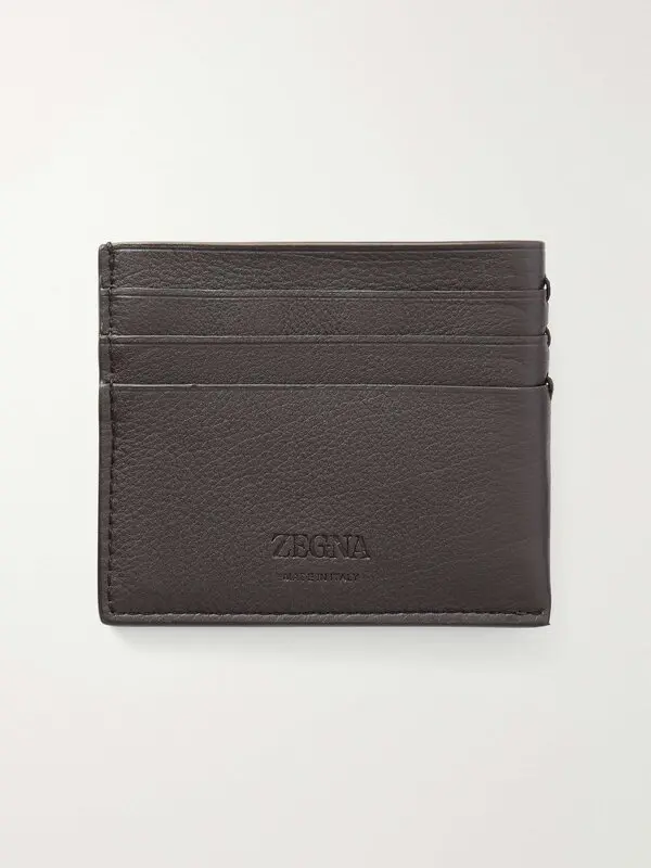 Zegna Secondskin Simple Logo-embellished Leather Billfold Wallet - Dark Brown