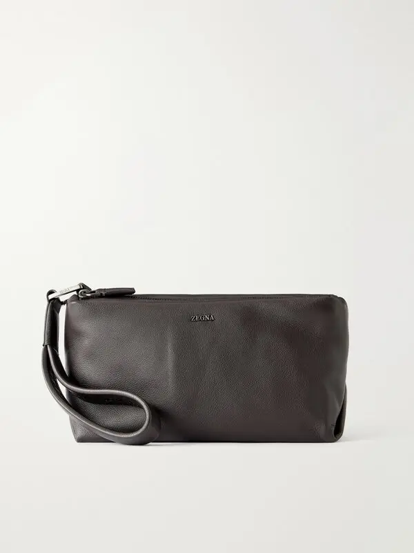 Zegna Secondskin Softy Leather Wash Bag - Brown