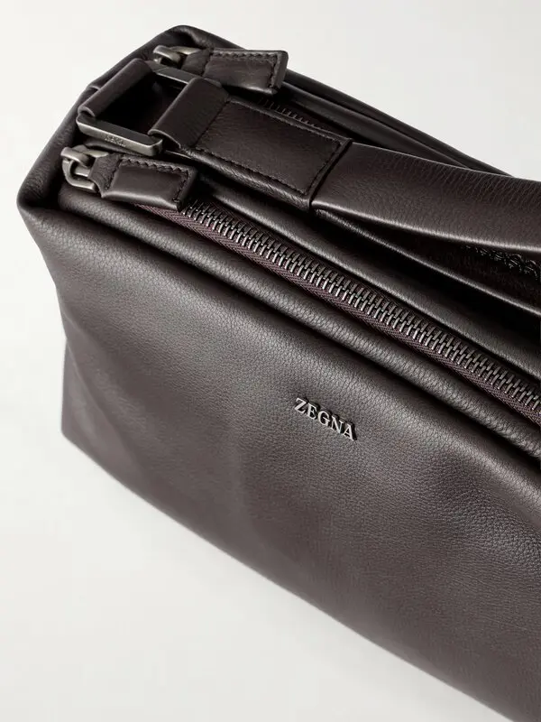 Zegna Secondskin Softy Leather Wash Bag - Brown
