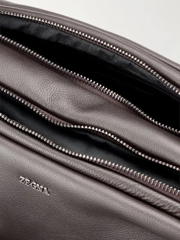 Zegna Secondskin Softy Leather Wash Bag - Brown