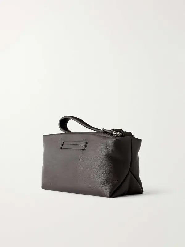 Zegna Secondskin Softy Leather Wash Bag - Dark Brown