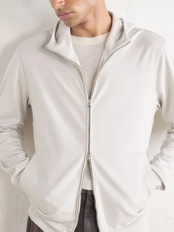 Orlebar Brown Mathers Wool-jersey Zip-up Hoodie - Neutrals