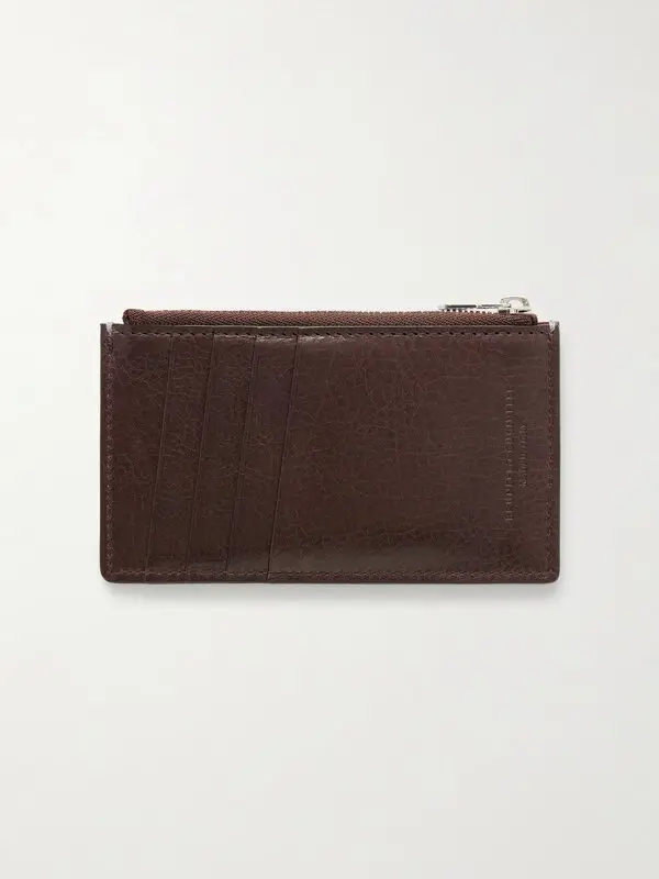 Brunello Cucinelli Logo-debossed Leather Zipped Cardholder