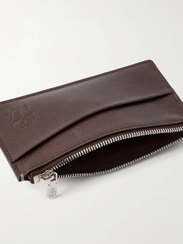 Brunello Cucinelli Logo-debossed Leather Zipped Cardholder
