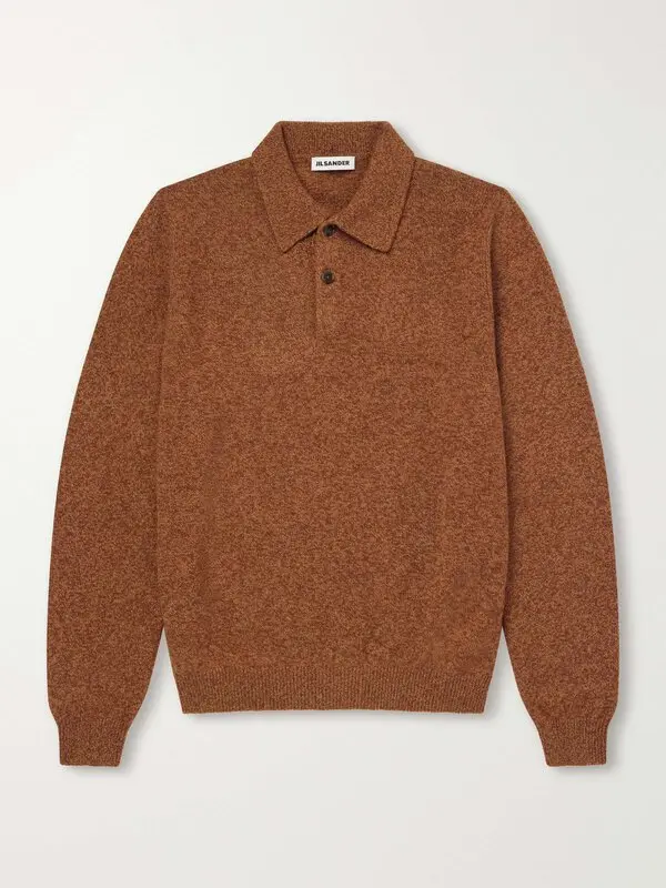 JIL SANDER Mélange Wool And Cashmere-blend Polo Shirt