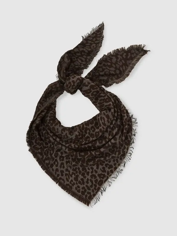 REISS Lola Leopard Jacquard Bandana Scarf