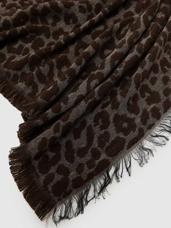 REISS Lola Leopard Jacquard Bandana Scarf