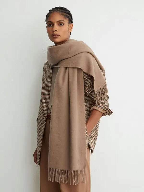 REISS Picton Wool And Cashmere Scarf - Camel