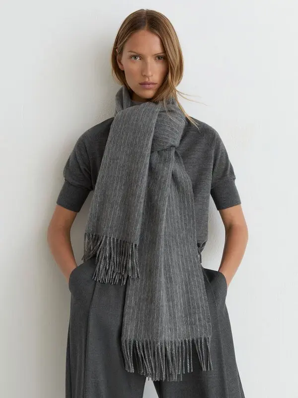 REISS Picton Wool And Cashmere Scarf - Charcoal