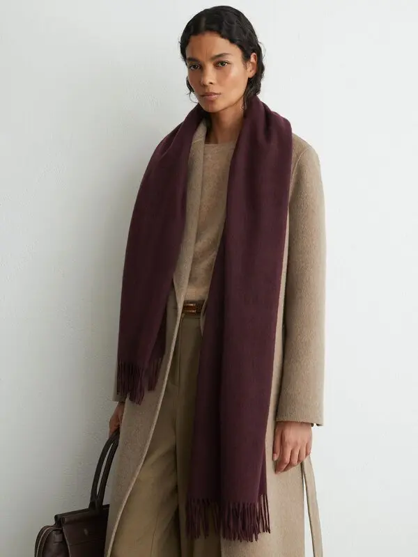 REISS Picton Wool And Cashmere Scarf - Grape